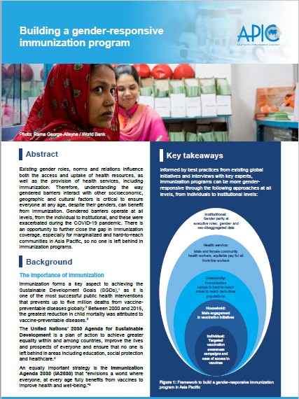 Building a gender-responsive immunization program - Asia-Pacific ...