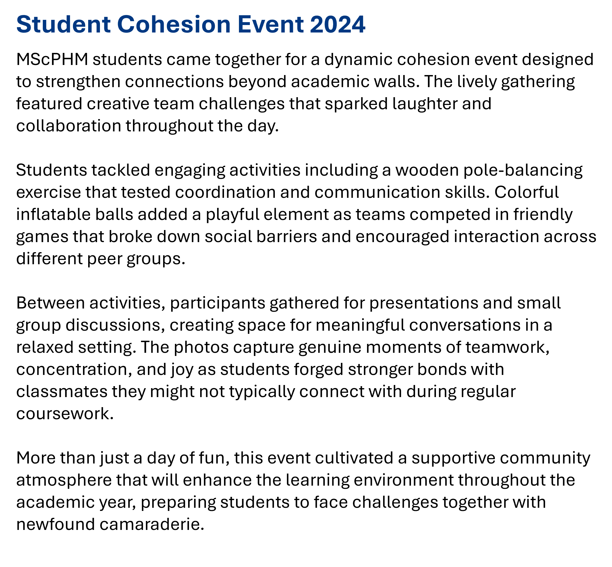 Student Cohesion Event 2024 - Department of Biochemistry – School of ...