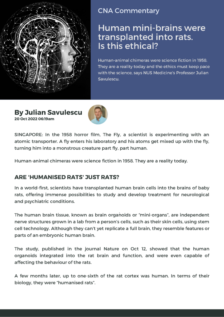 CNA Commentary - Centre for Biomedical Ethics – School of Medicine ...