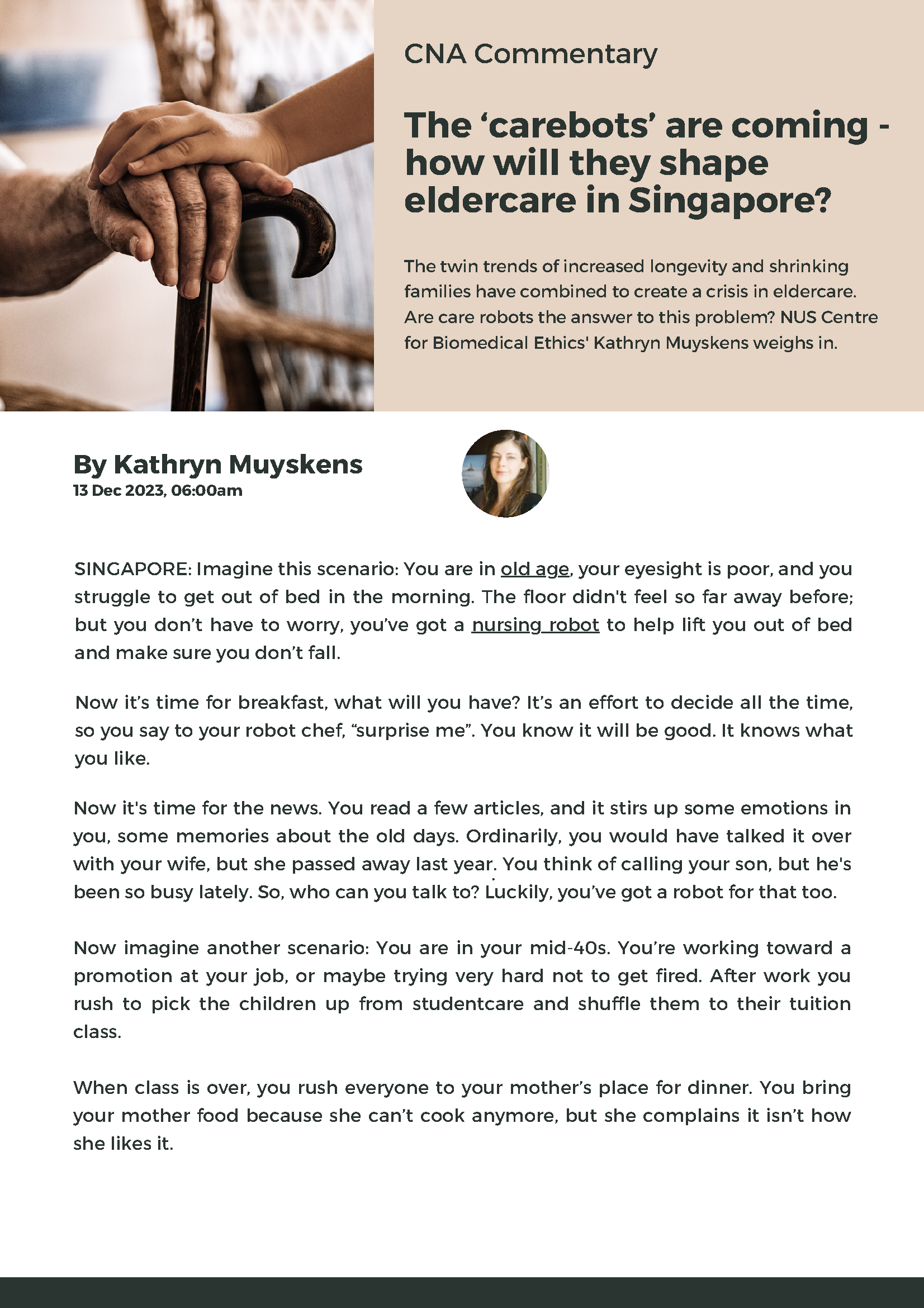 CNA Commentary - Centre for Biomedical Ethics – School of Medicine ...