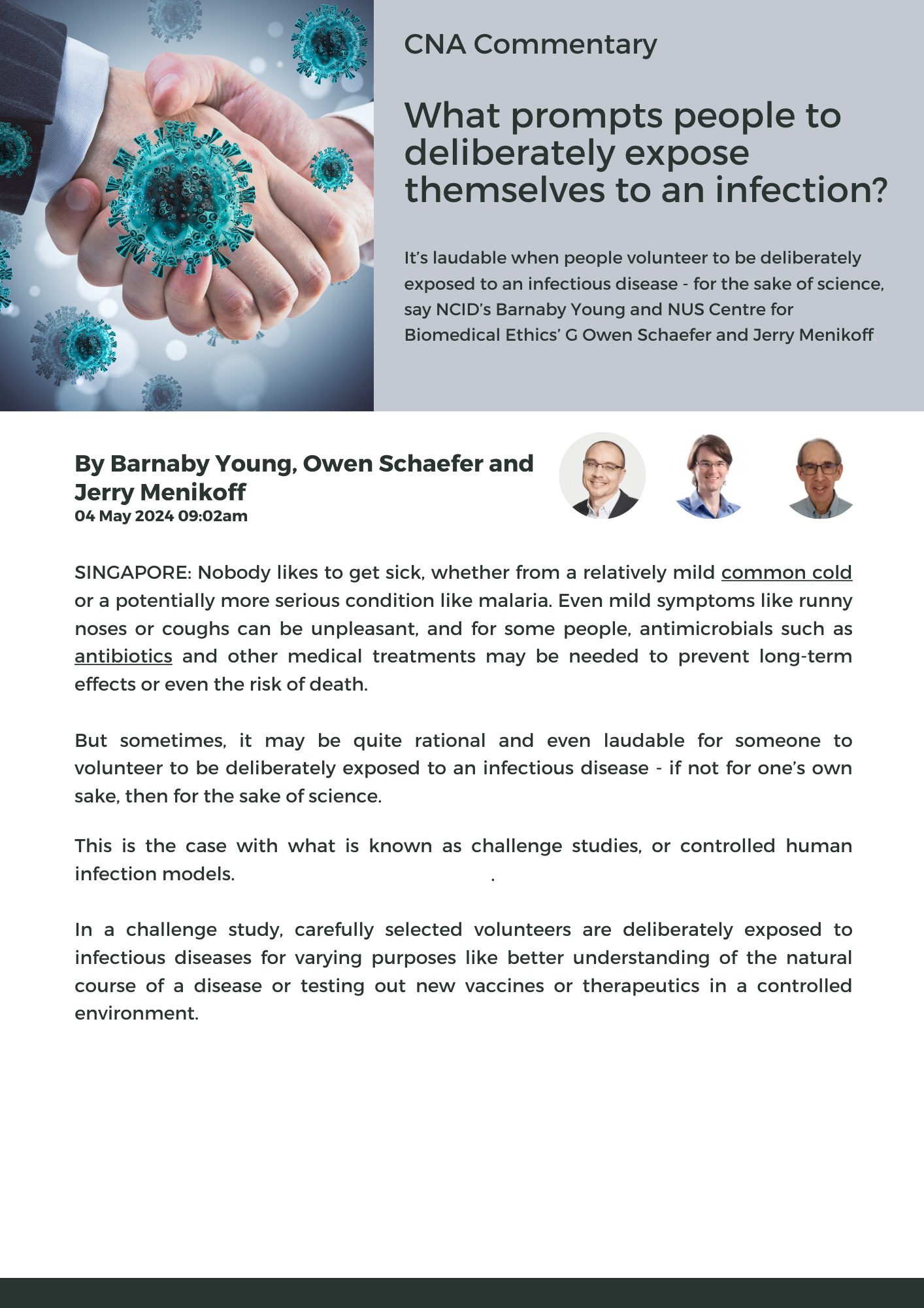 CNA Commentary - Centre for Biomedical Ethics – School of Medicine ...