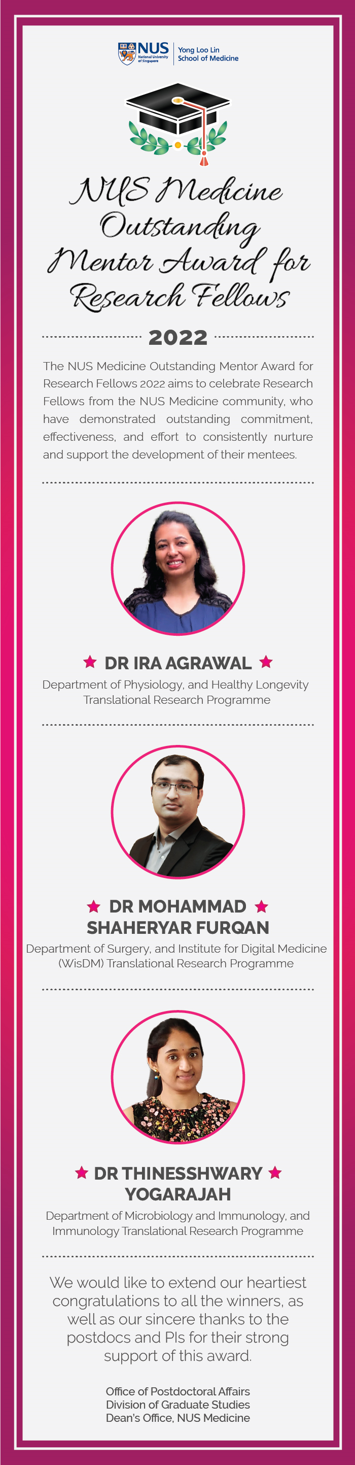 2022 Outstanding Mentor Award for Research Fellows - Department of Biomedical Informatics