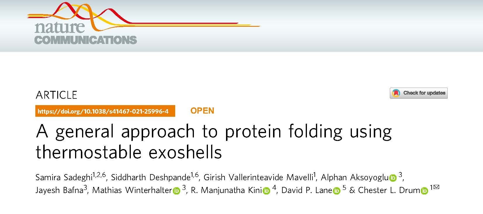 Nature Communications article by Prof. R. Manjunatha Kini: A general ...