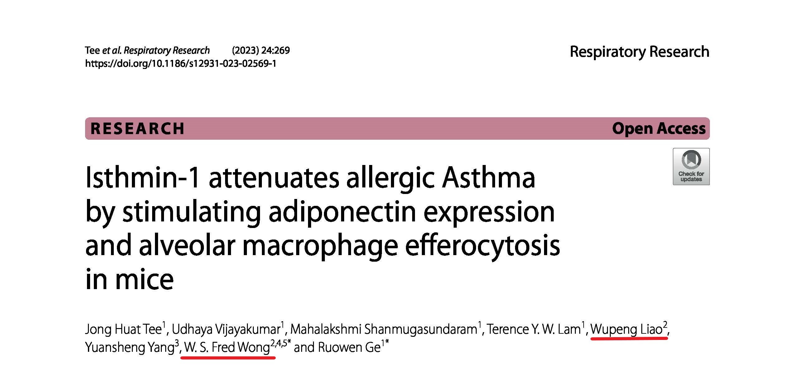 Isthmin-1 attenuates allergic Asthma by stimulating adiponectin ...