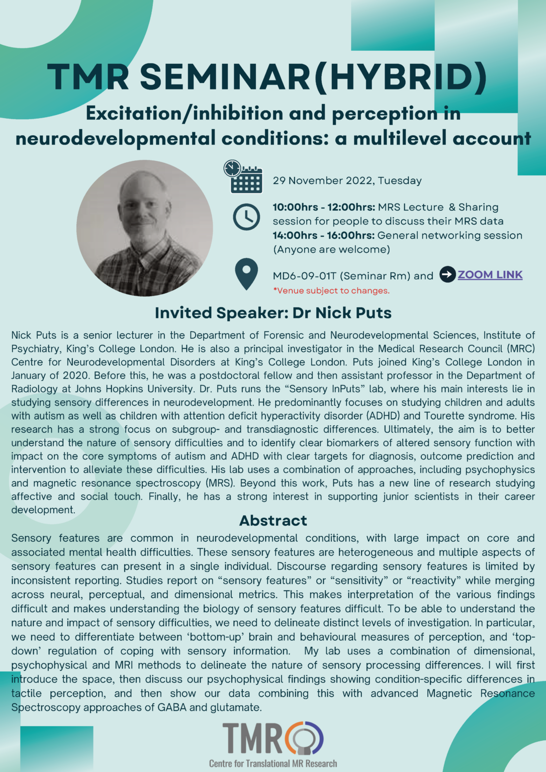 TMR Seminar (Hybrid) - Dr Nick Puts - NUS - TMR