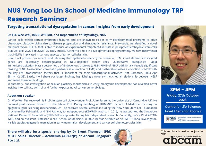 NUS Yong Loo Lin School of Medicine Immunology TRP Research Seminar ...