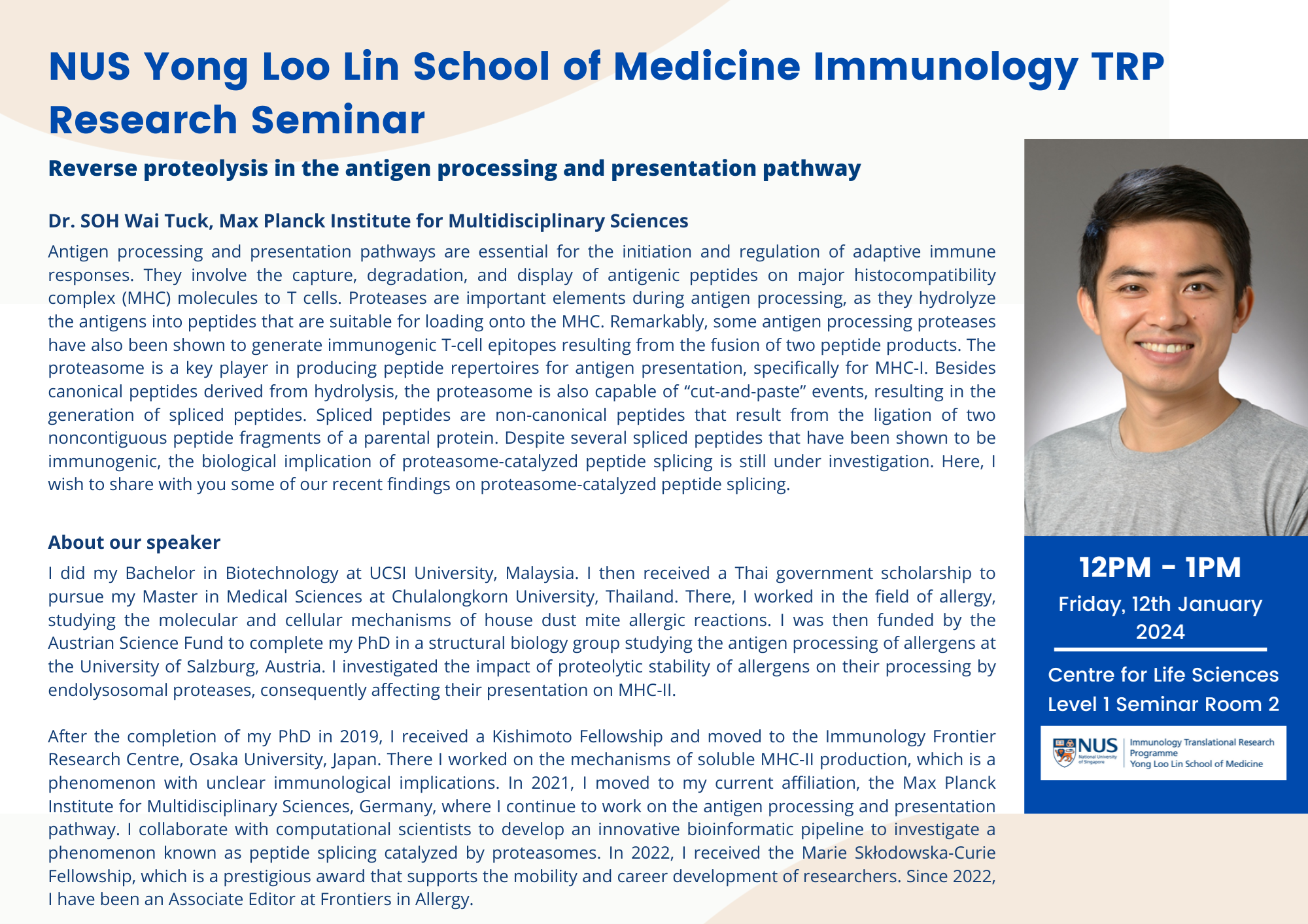 NUS Yong Loo Lin School of Medicine Immunology TRP Research Seminar ...