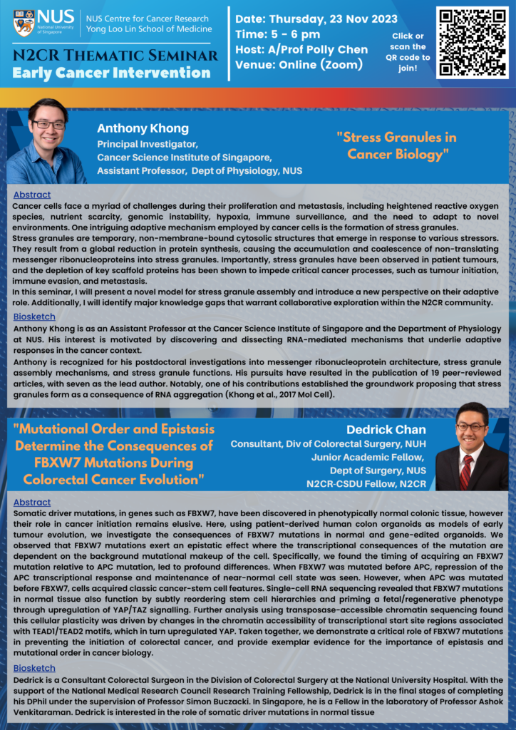 Early Cancer Intervention Thematic Seminar - N2CR